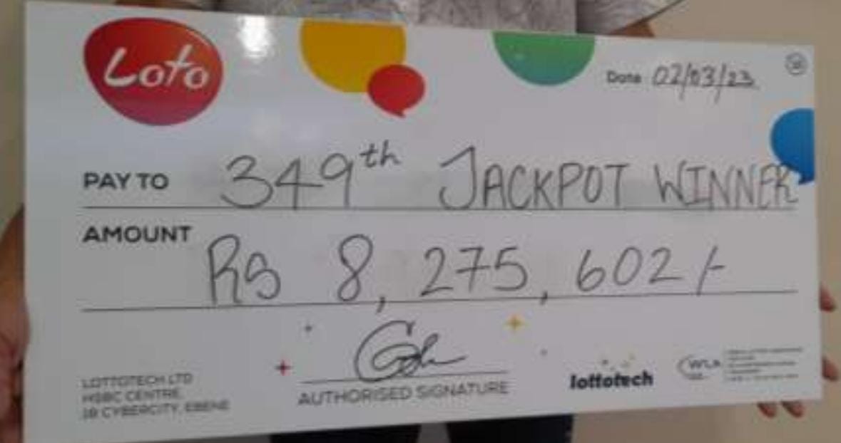 Loto | 349e gagnant du Jackpot : un Rodriguais remporte Rs 8,2 millions ...
